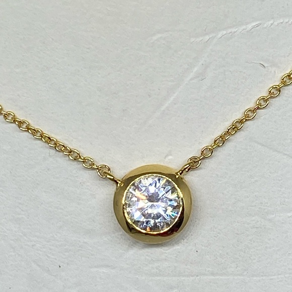 Jewelry | 14k Goldsterling Silver 6mm Signity Cubic Zirconia Bezel ...